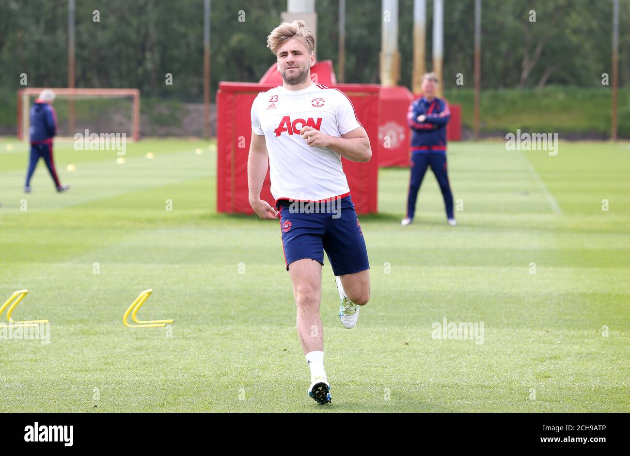 Manchester United's Luke Shaw, during the training session at the Aon ...