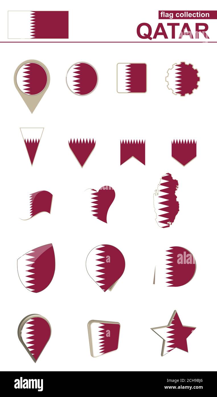 Qatar Flag Collection. Big set for design. Vector Illustration Stock ...