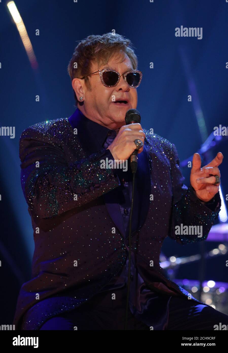 Sir elton john performing filming graham norton show london studios hi ...