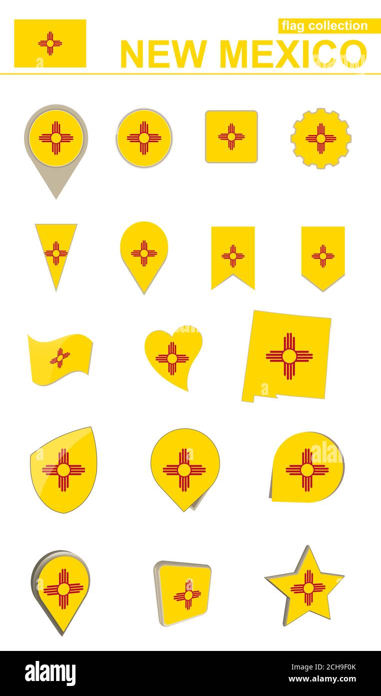 New Mexico Flag Collection. Big set for design. Vector Illustration ...