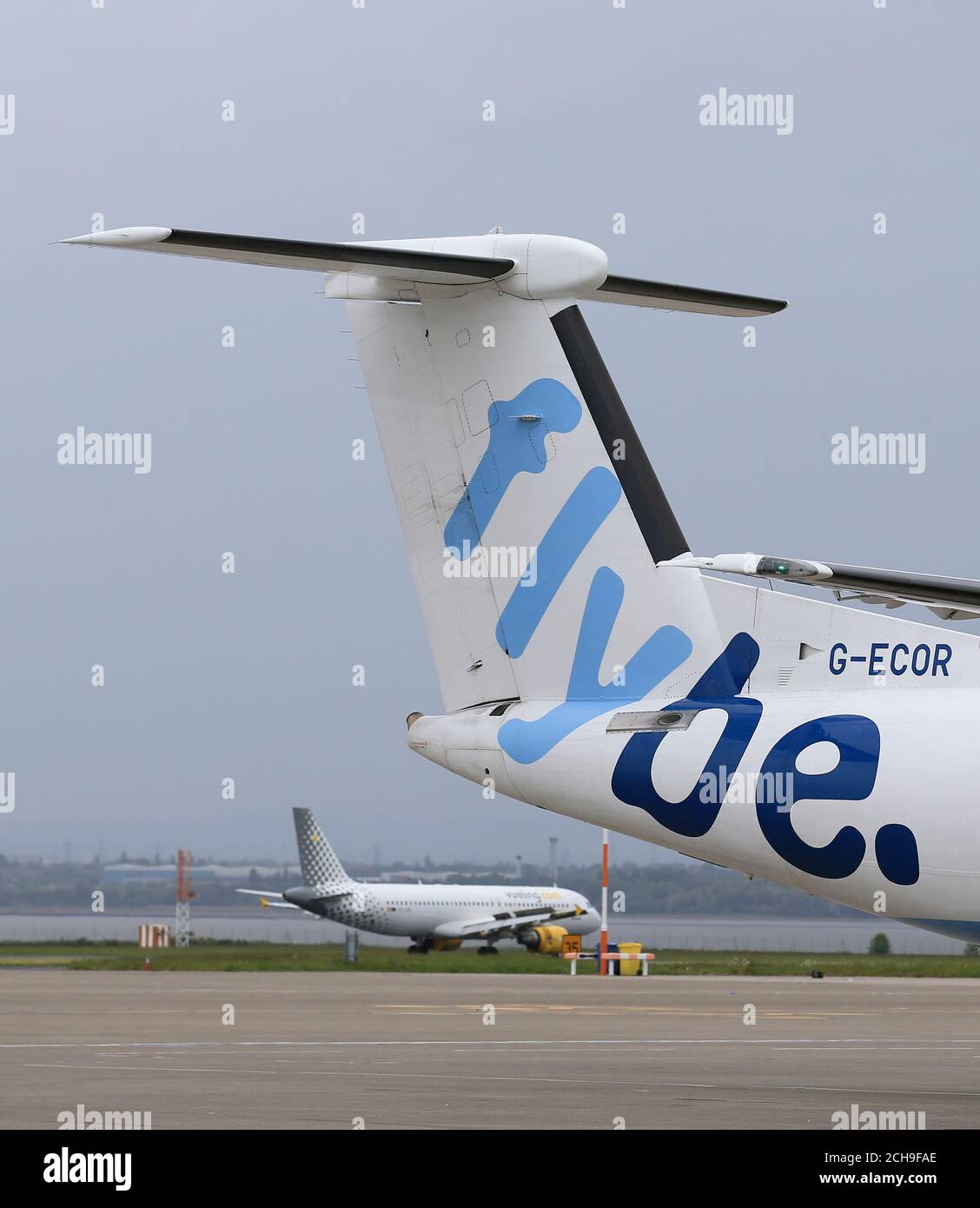 A Flybe aircraft at Liverpool John Lennon Airport Stock Photo - Alamy