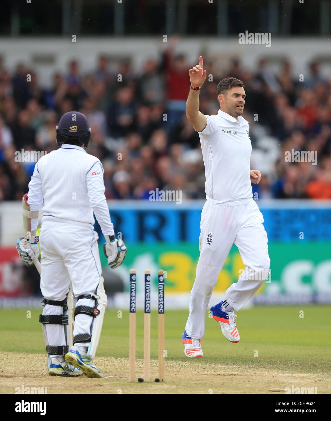 England's James Anderson celebrates after bowling Sri Lanka's Kusal ...