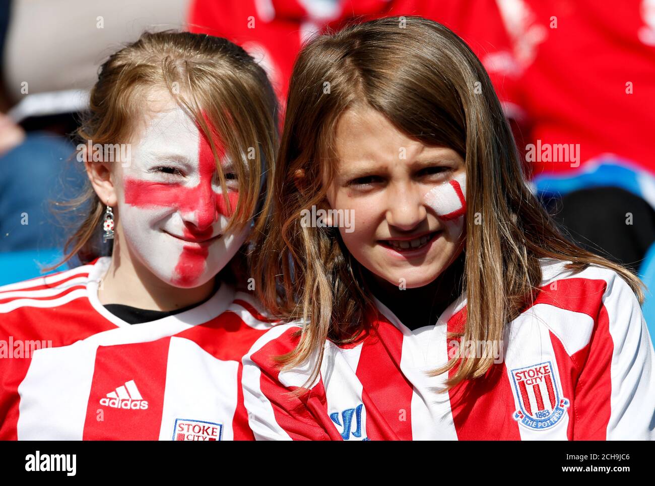 Young face painted England fans in the stands before the international ...