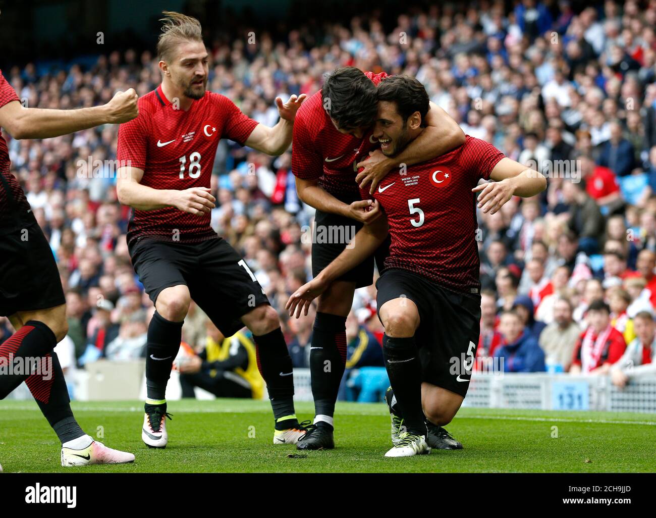 Turkey's Hakan Calhanoglu celebrates scoring his side's first goal of ...