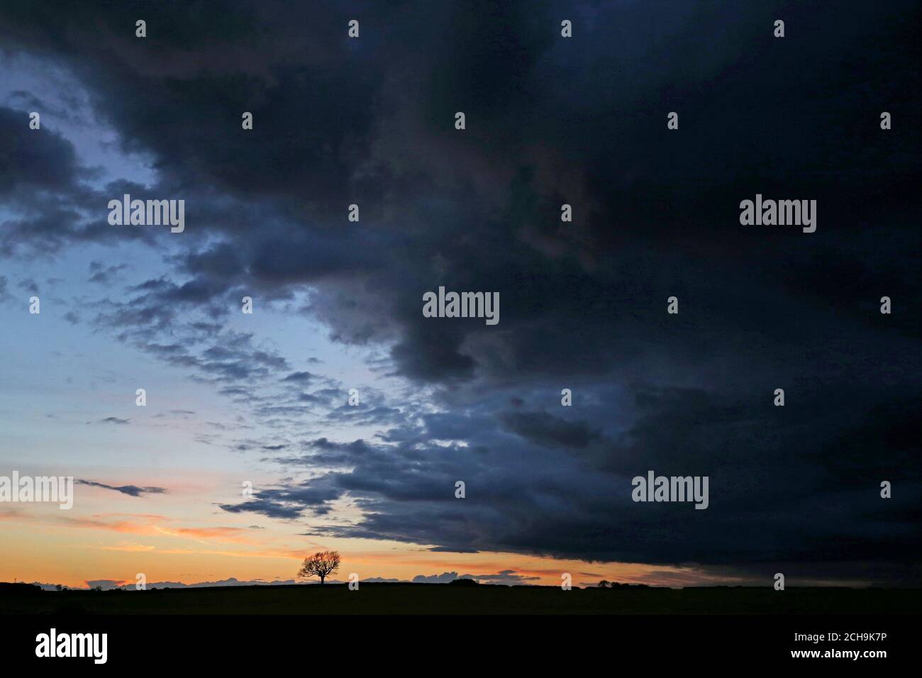 Stunning storm clouds roll in over North Yorkshire after sunset Stock ...
