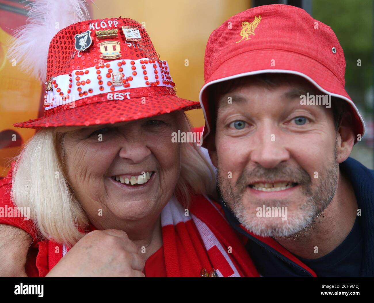 Liverpool fans stands show support match st jakob park hi-res stock ...