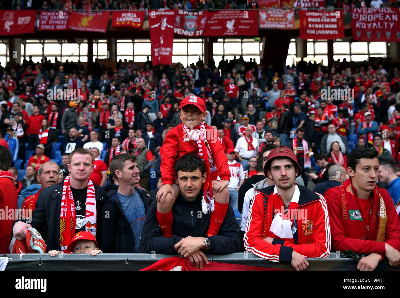 Liverpool fans in the stands Stock Photo - Alamy