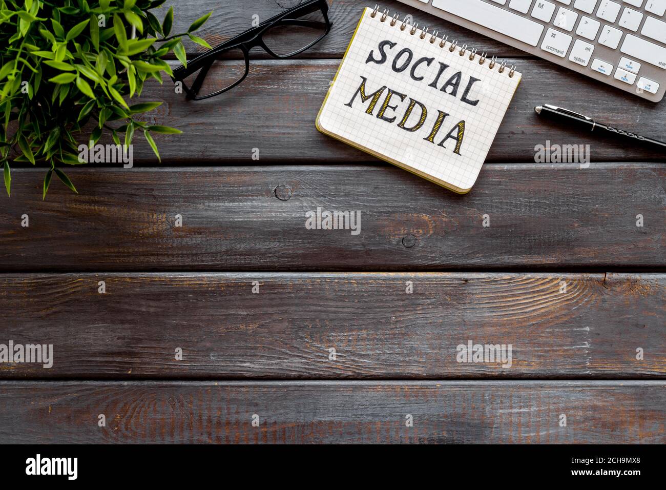 Internet tehnology social media concept. Workspace with laptop above ...