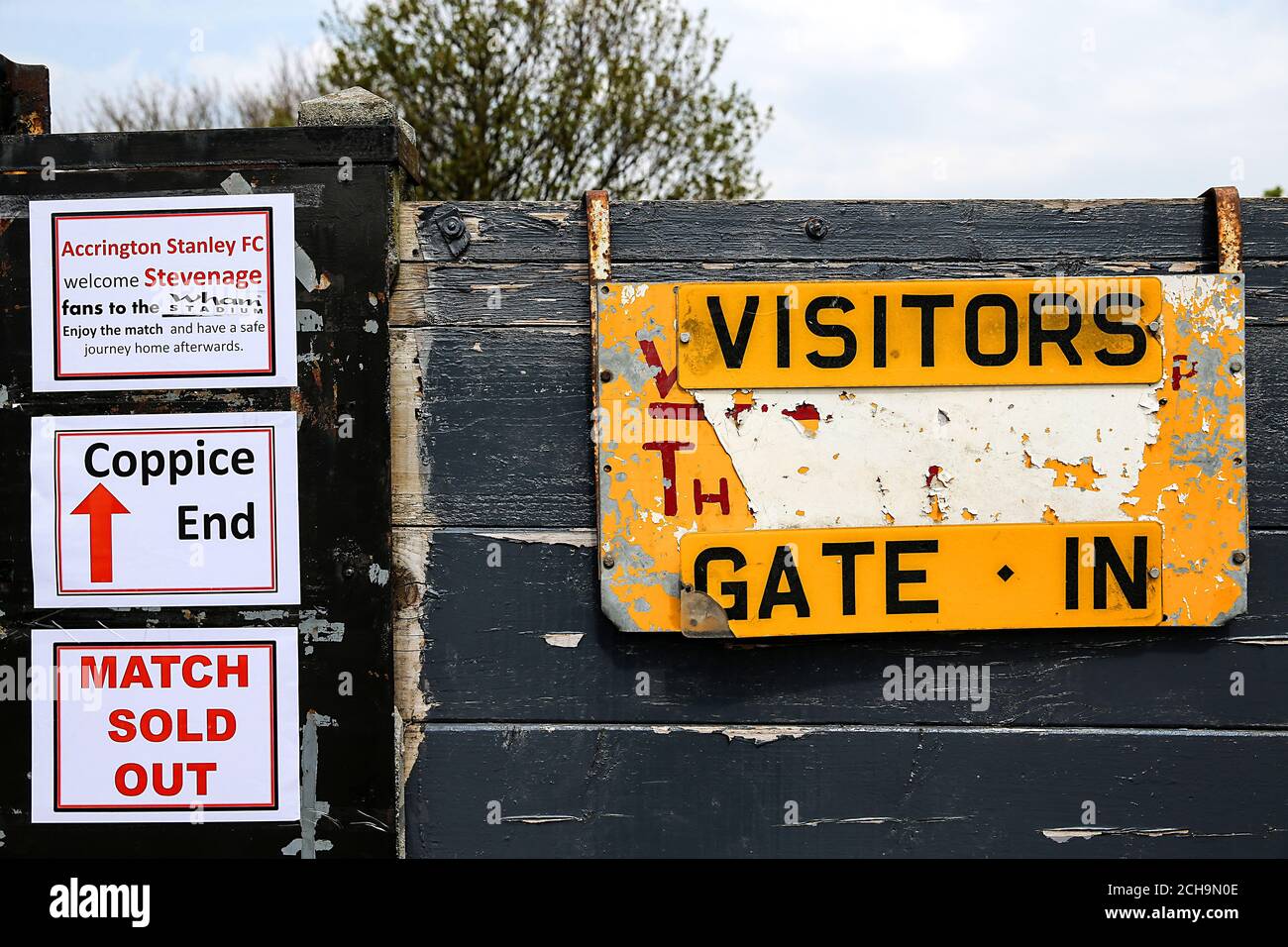 Signage at the Wham Stadium Stock Photo - Alamy