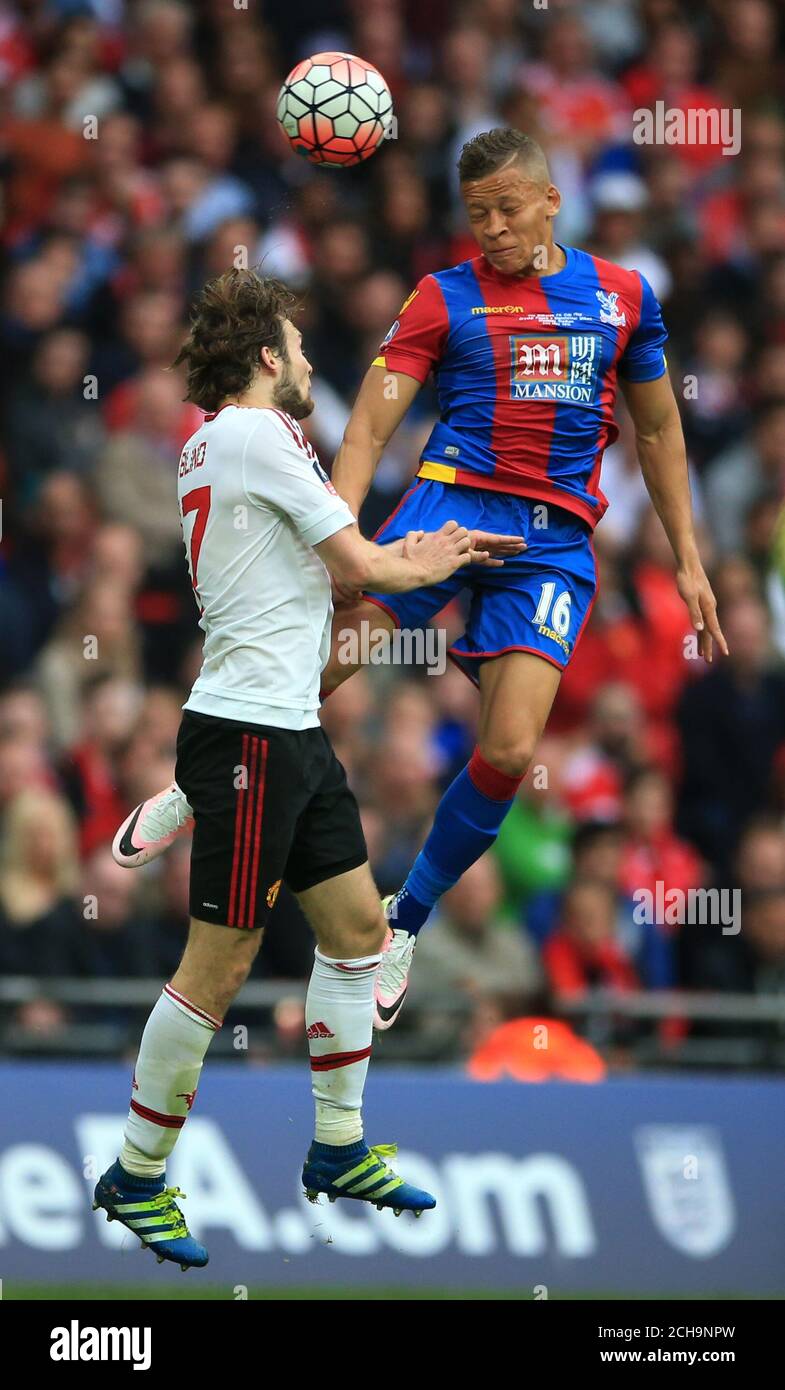 Manchester United's Daley Blind (left and Crystal Palace's Dwight Gayle ...