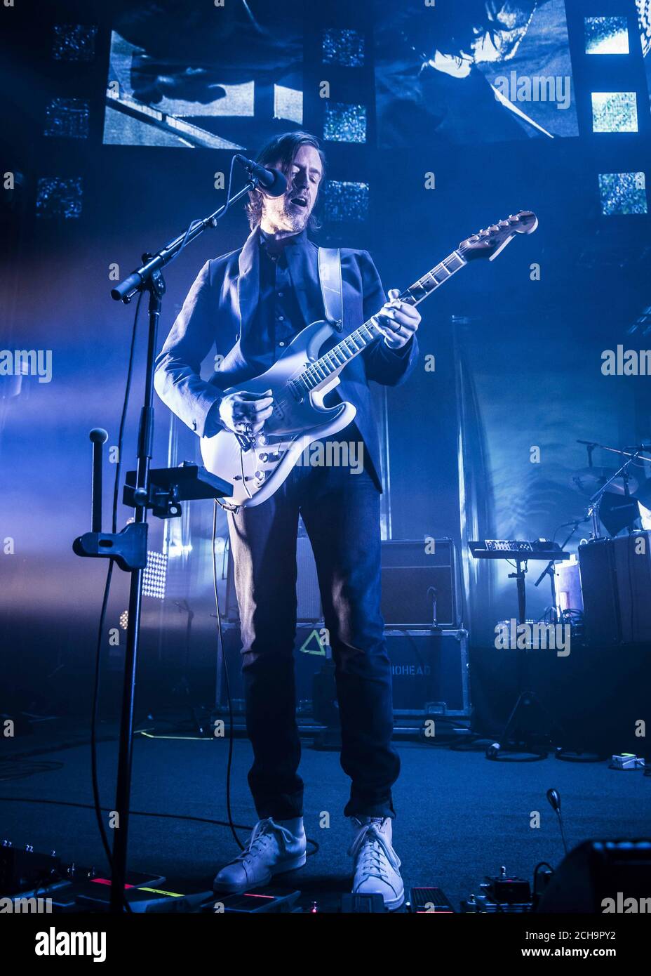 Ed O'Brien of Radiohead performs live on stage, at the Roundhouse ...