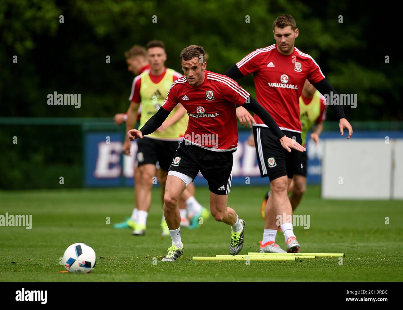 Wales andy king sam vokes training session vale resort hi-res stock ...