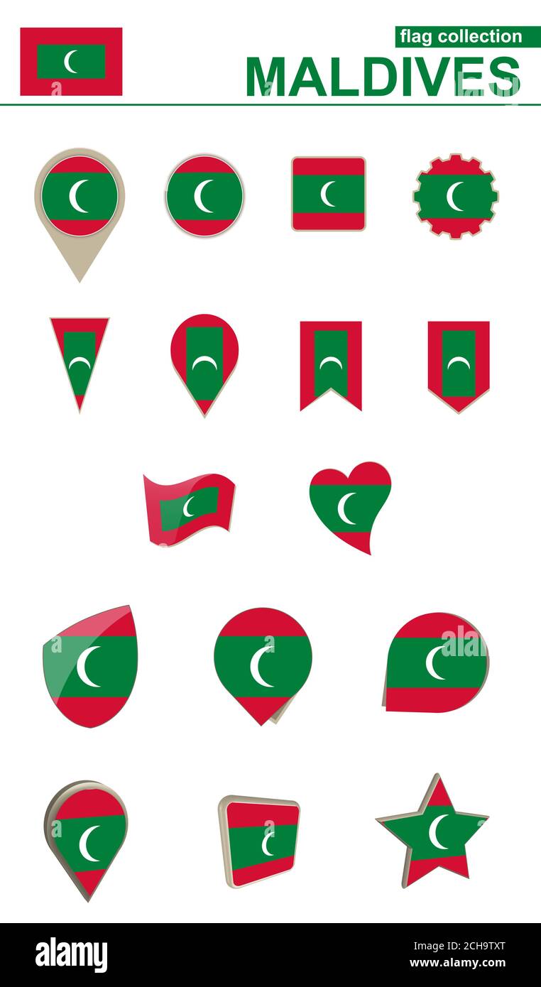Maldives Flag Collection. Big set for design. Vector Illustration Stock ...