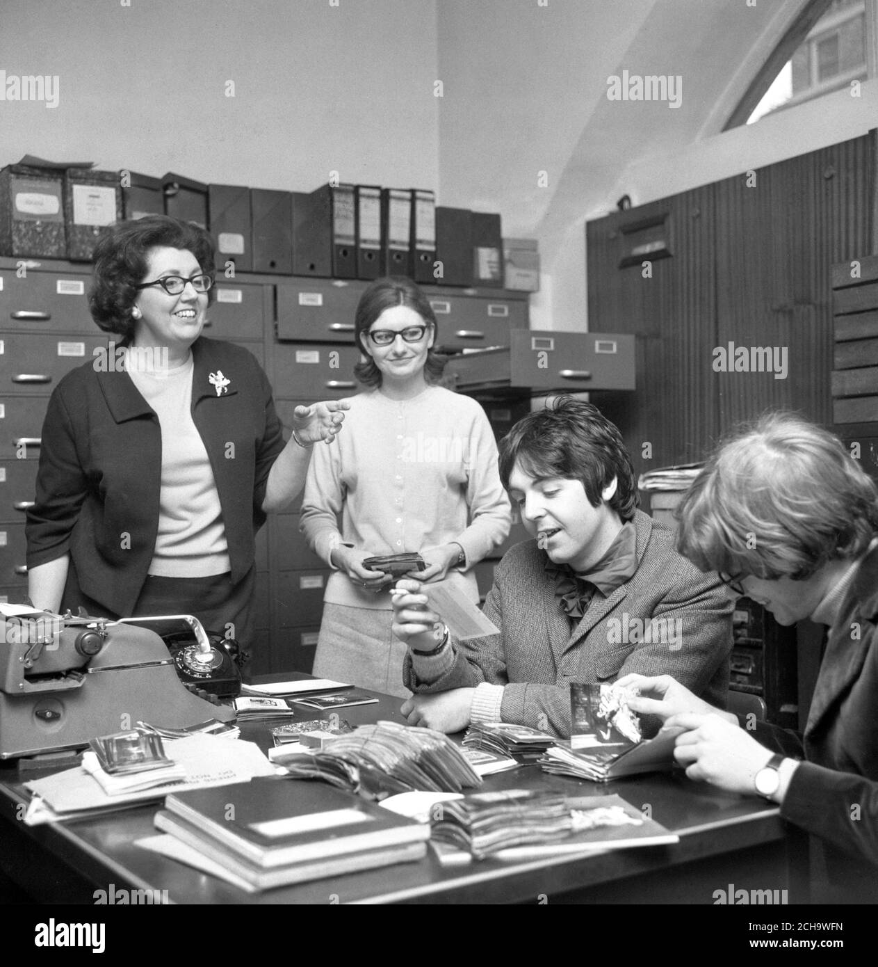 Paul McCartney and Peter Asher visit the Press Association (PA) Photo ...