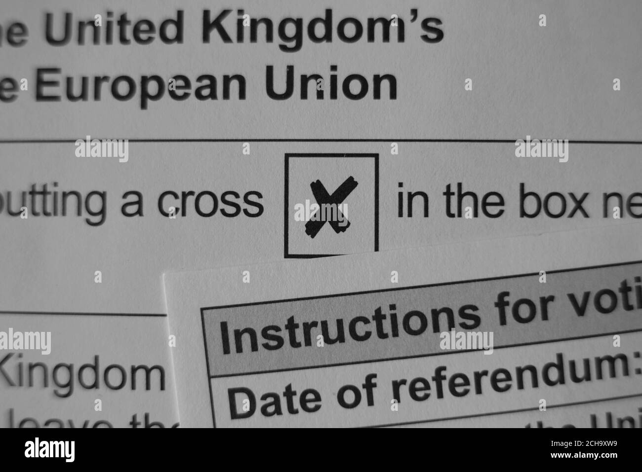 Detail of an EU referendum postal vote ballot paper, London. PRESS ...