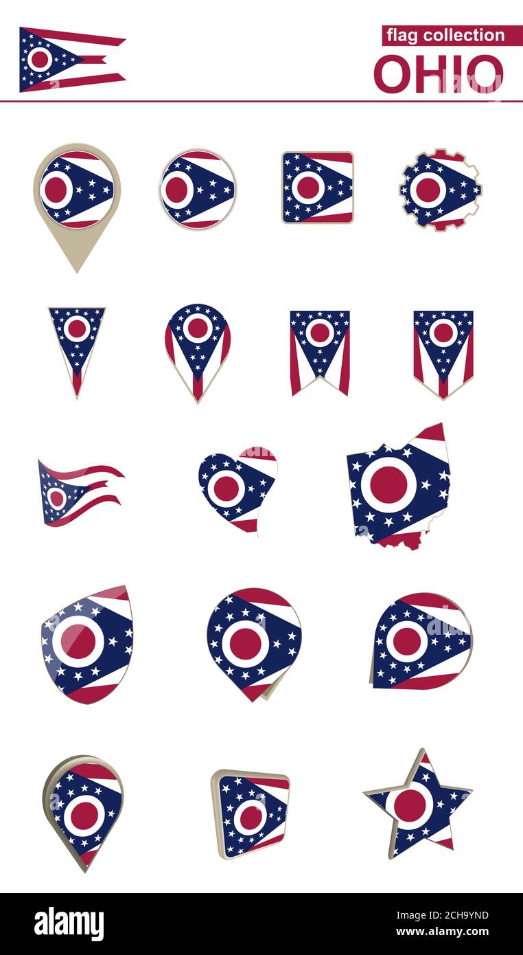 Ohio Flag Collection. Big set for design. Vector Illustration Stock ...