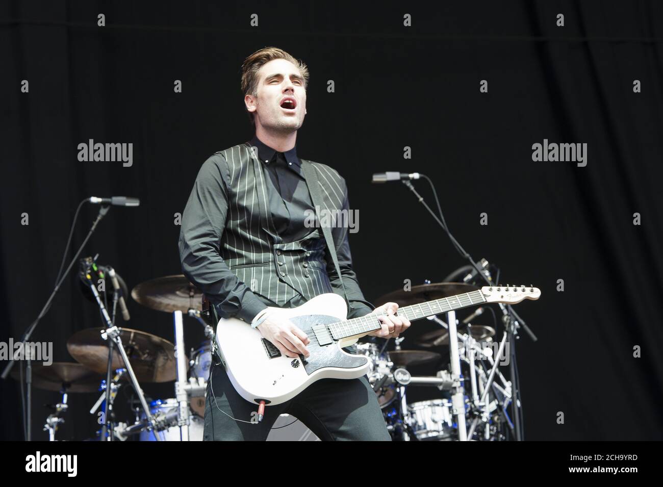 Charlie Simpson from Busted performs live on stage at the Isle of Wight ...