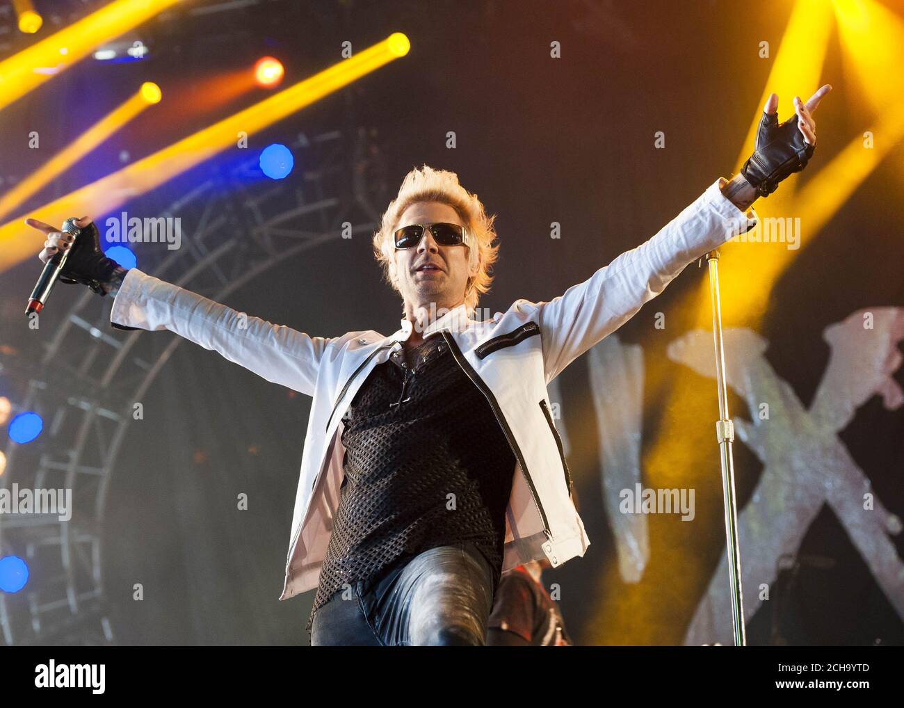 James Andrew Michael from Sixx:A.M. performs live on stage at the Isle ...