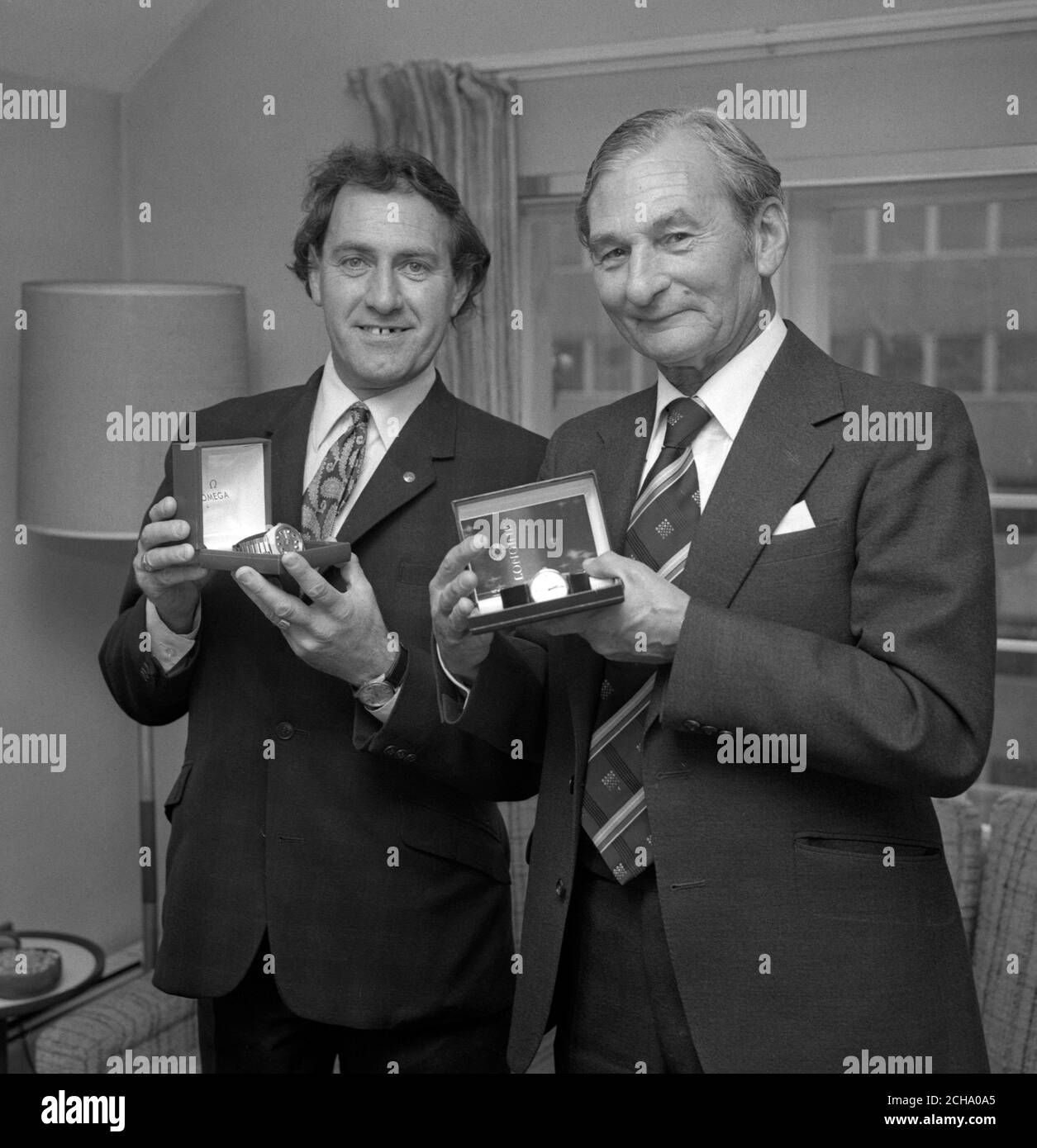 (l-r) R.E.R. Leney and S.A. Arden with their long service awards Stock ...