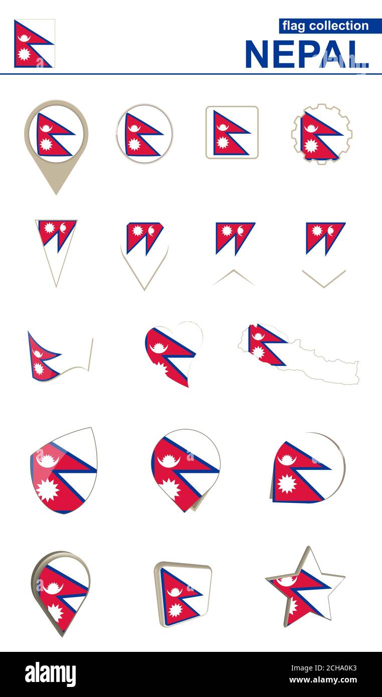Nepal Flag Collection. Big set for design. Vector Illustration Stock ...