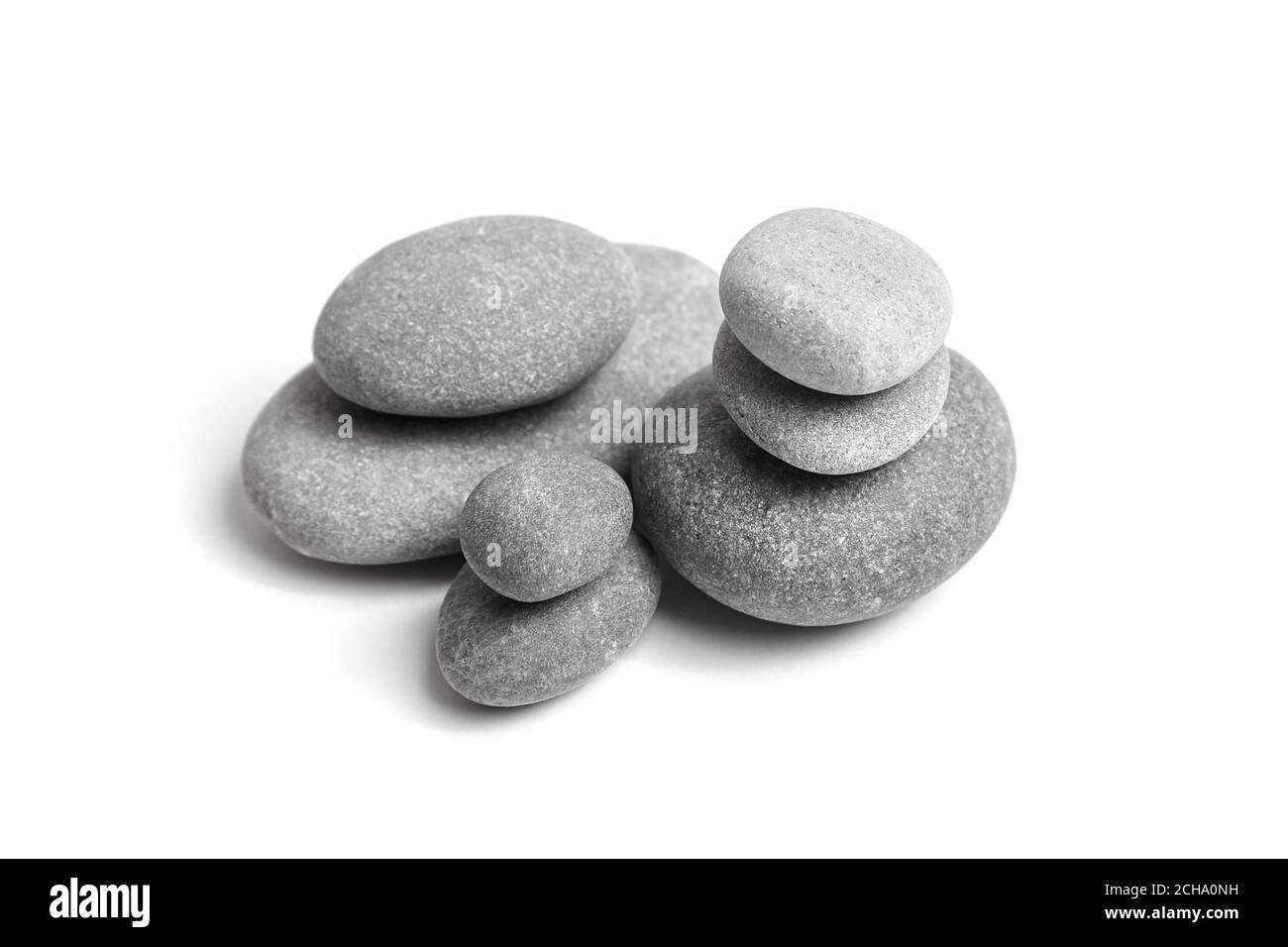 Group of smooth grey stones. Sea pebble. Stacked pebbles isolated on ...