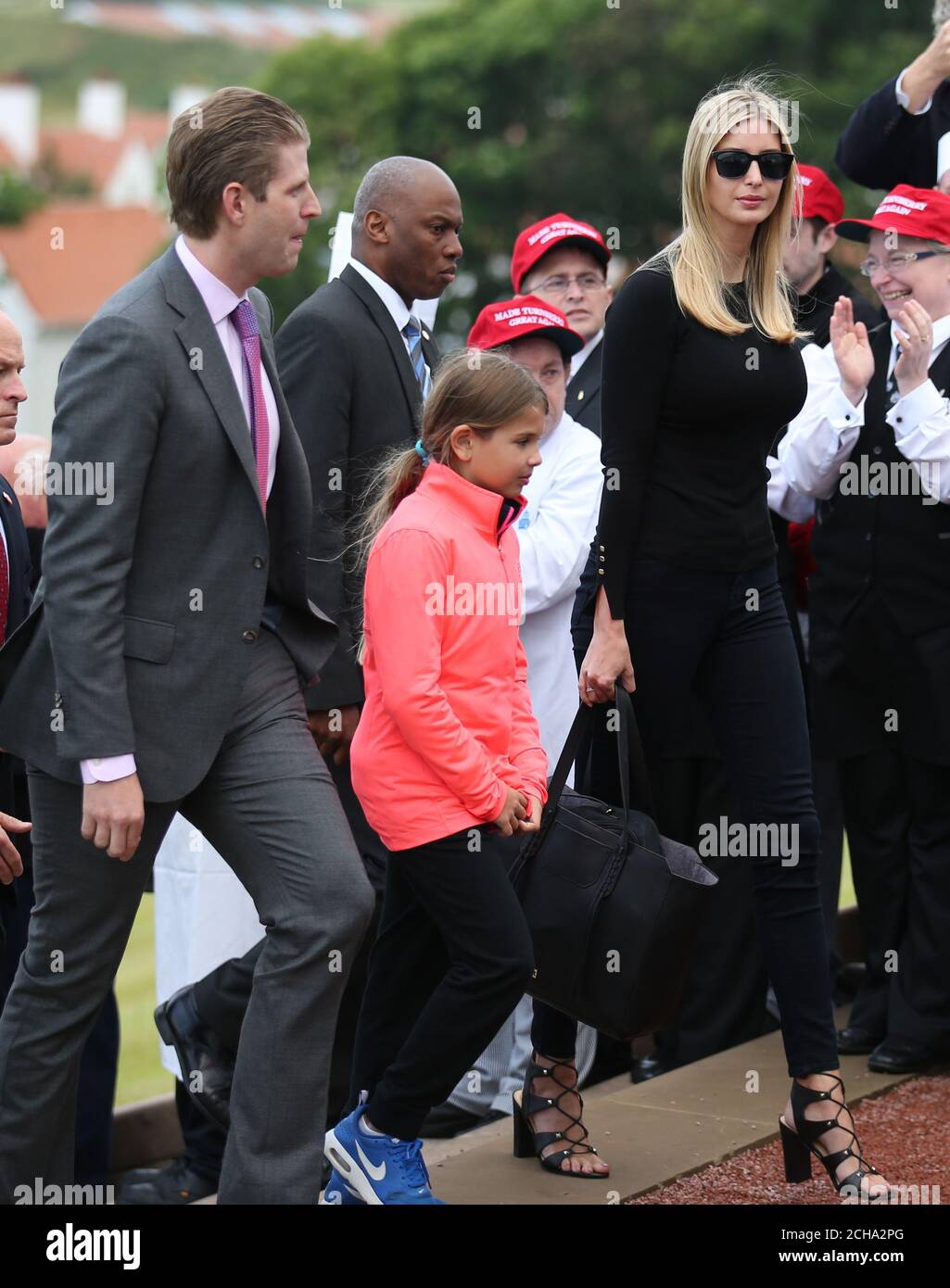 Eric, Kai and Ivanka Trump arrive at the Turnberry hotel in South ...