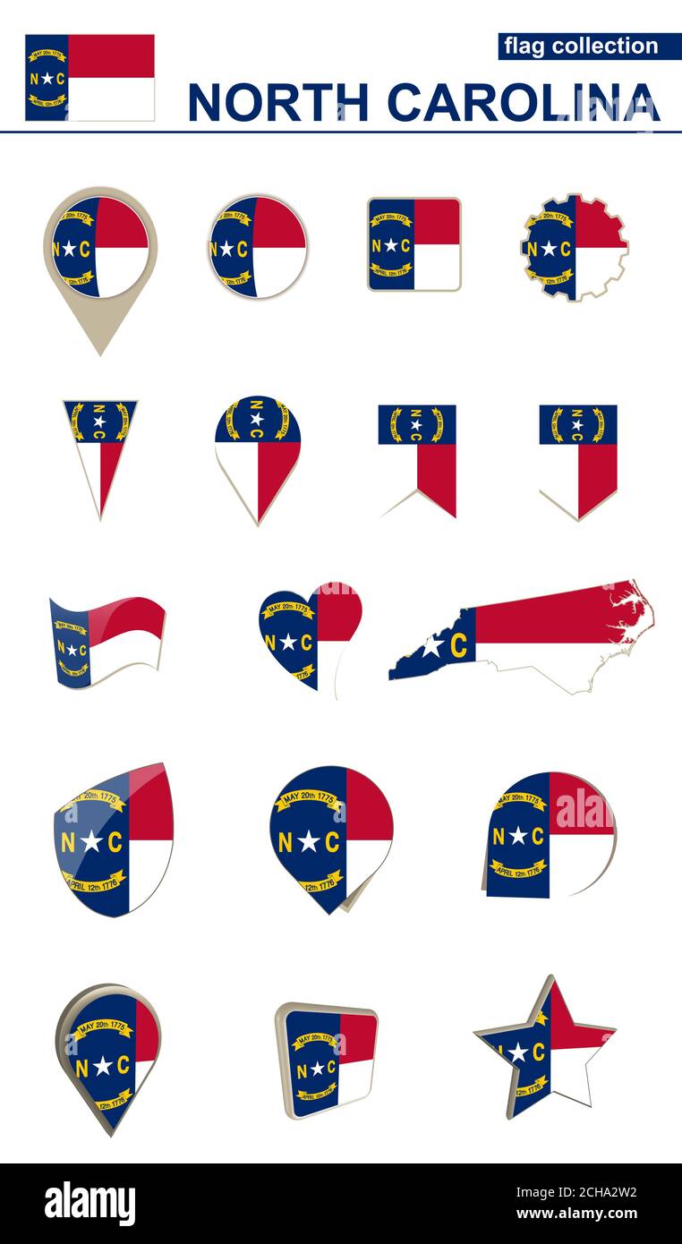North Carolina Flag Collection. Big set for design. Vector Illustration ...