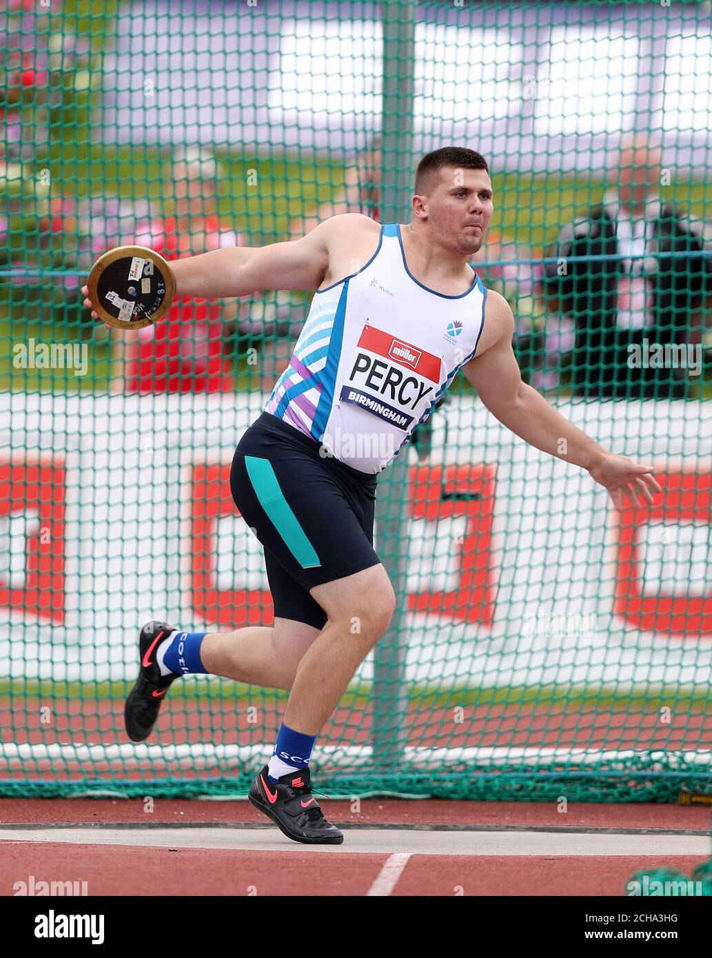 Nicholas Percy in the Discus throw during day one of the British ...