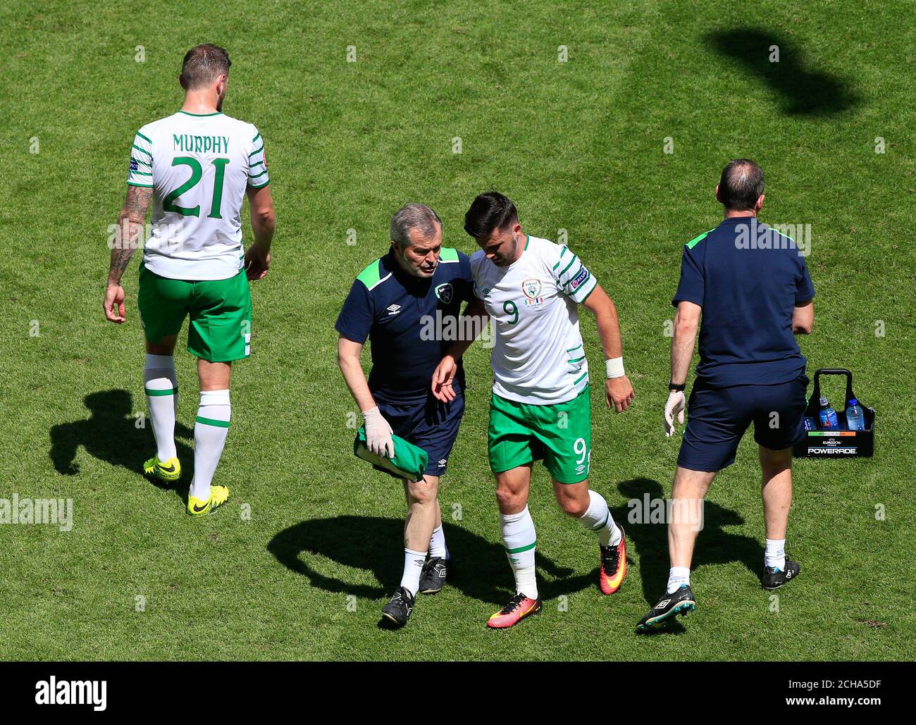 Republic irelands shane long receives treatment fro hi-res stock ...