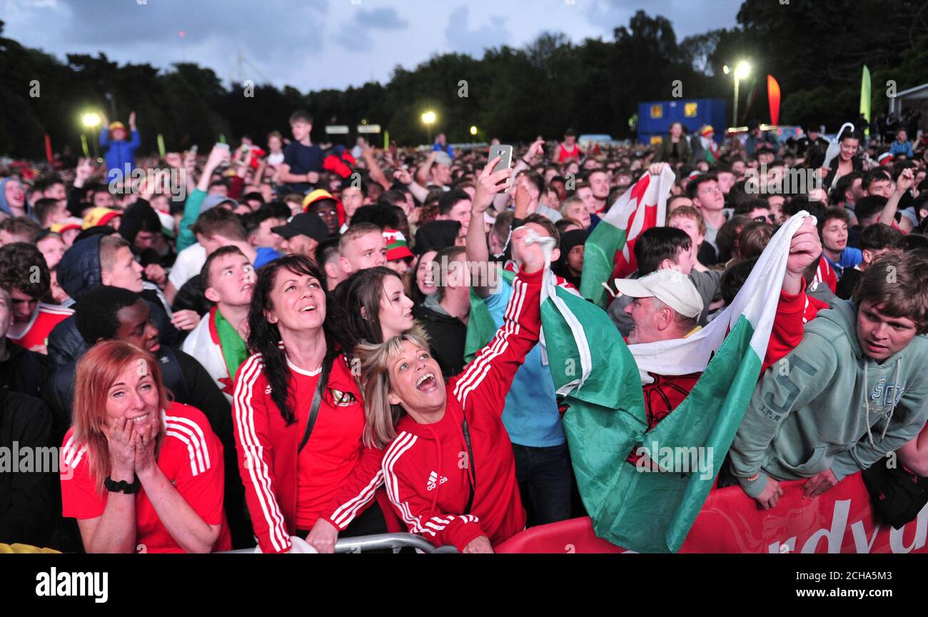 Welsh fans watch wales v belgium game coopers field fanzone hi-res ...