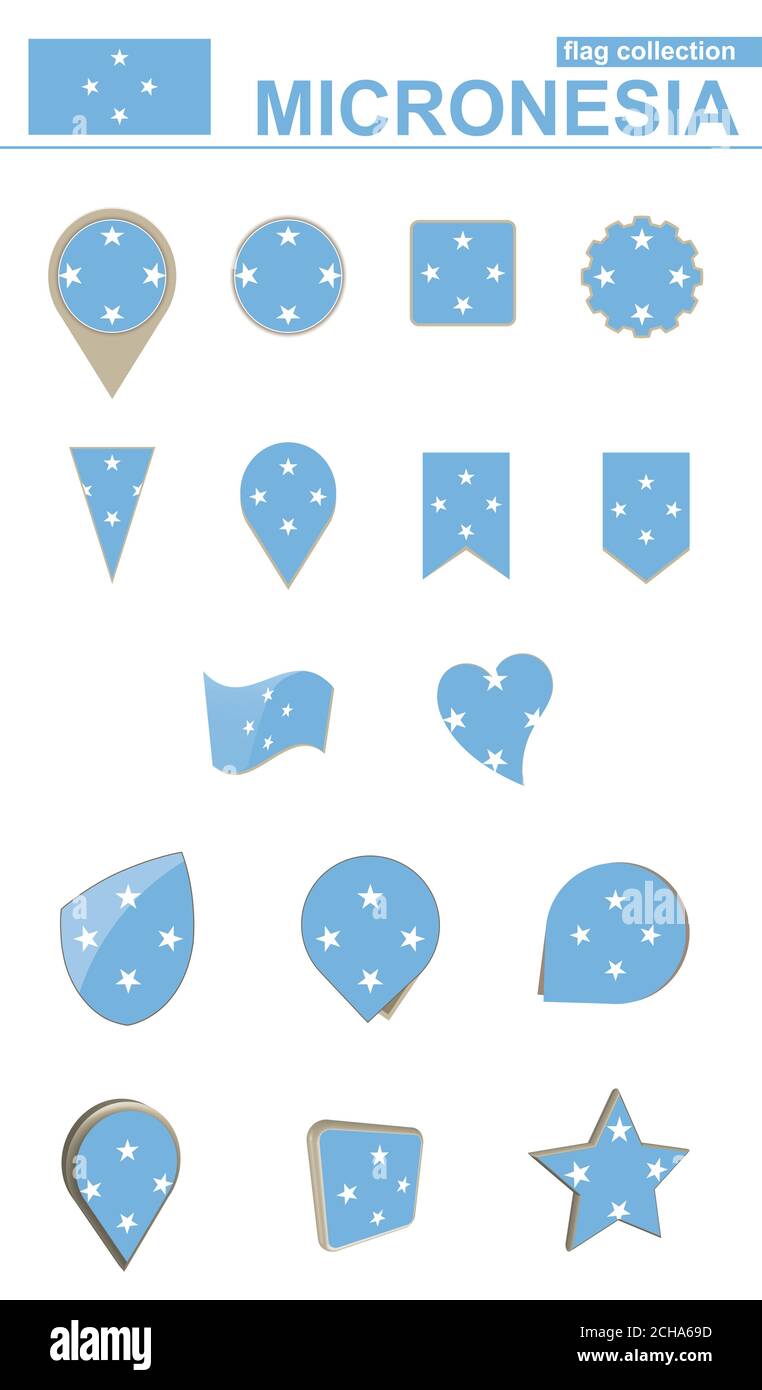 Micronesia Flag Collection. Big set for design. Vector Illustration ...