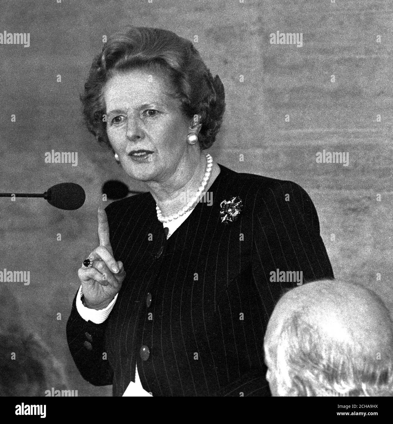 Margaret Thatcher gives a speech at the Press Association annual lunch ...