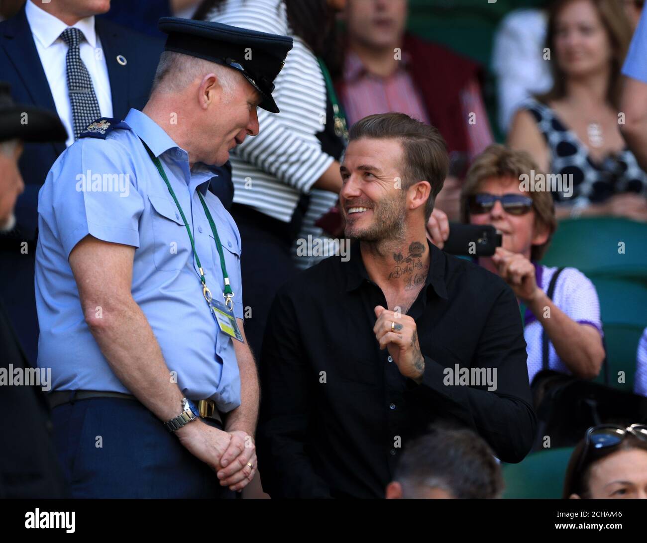 David Beckham in the stands on centre court on day nine of the ...