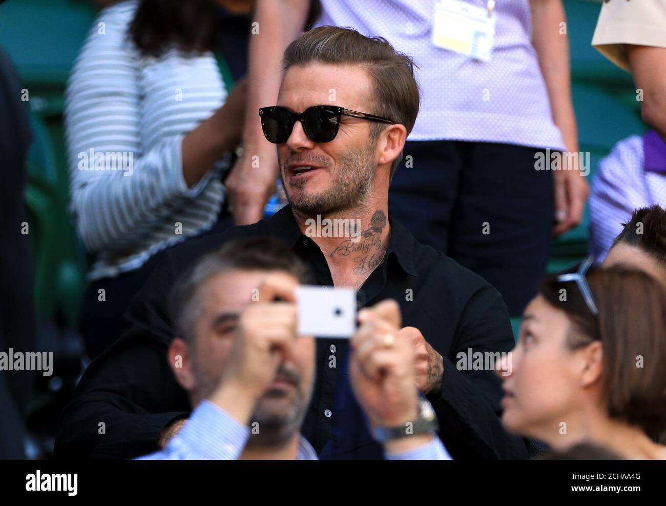 David Beckham in the stands on centre court on day nine of the ...