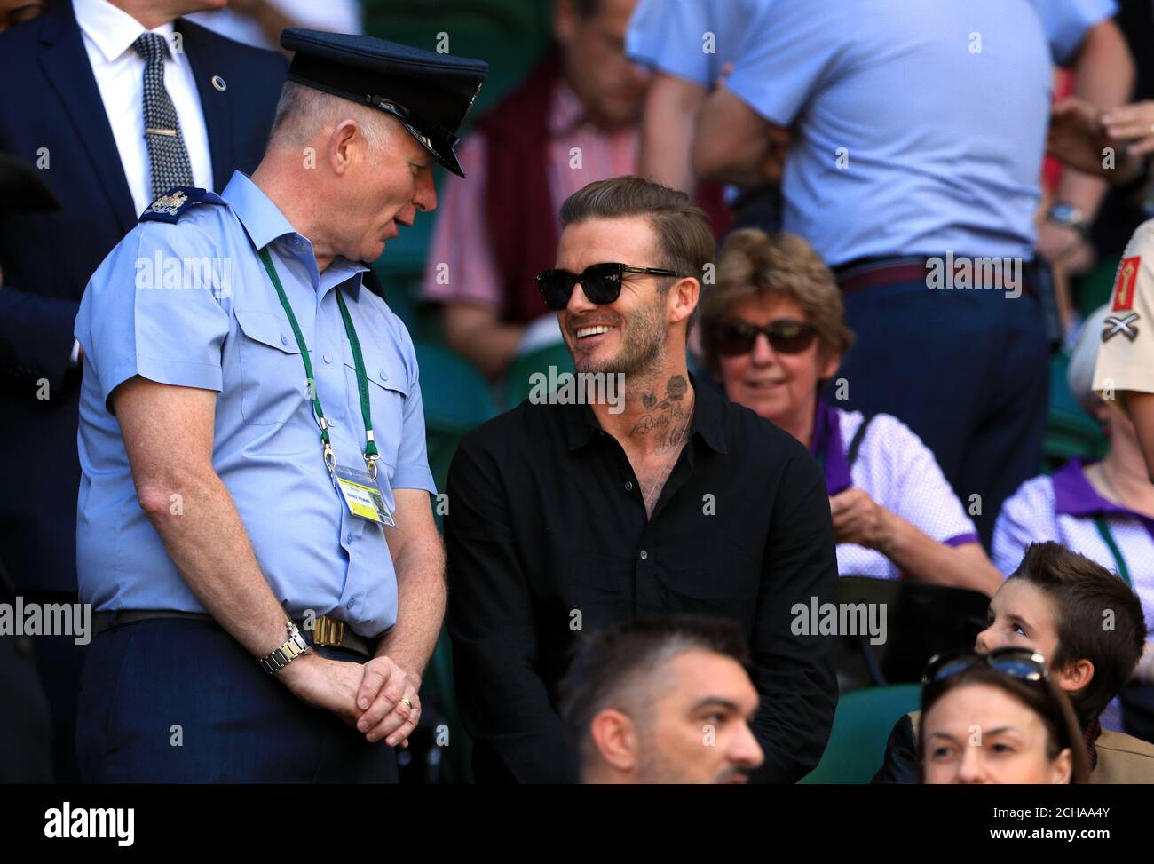 David Beckham in the stands on centre court on day nine of the ...