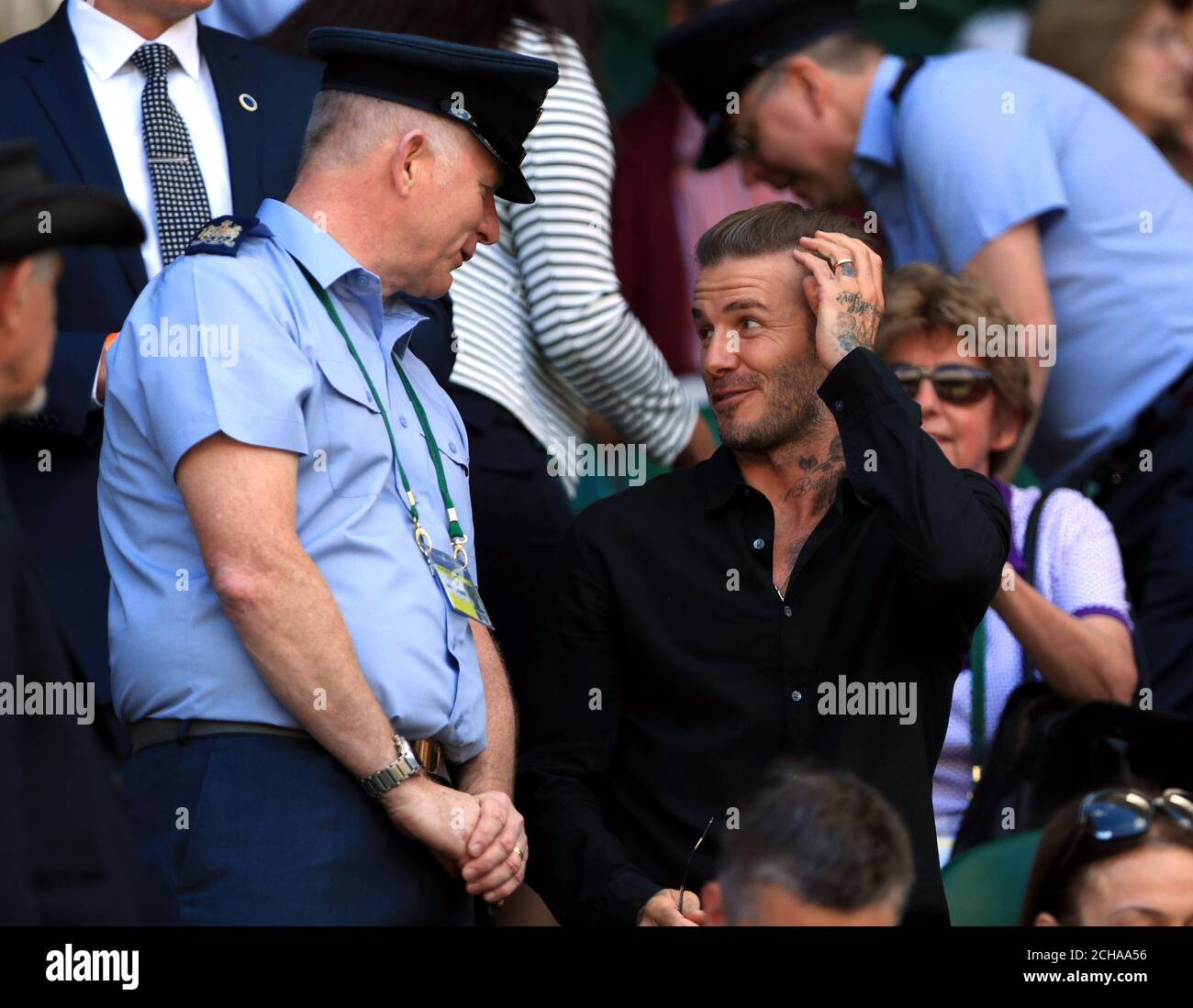 David Beckham in the stands on centre court on day nine of the ...
