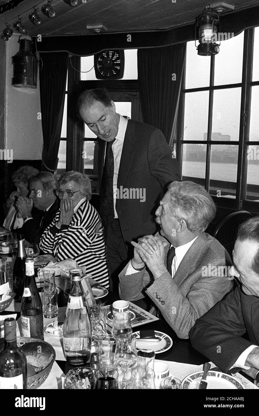 PA general manager Ian Yates (standing) attends Mr Riddler's retirement ...