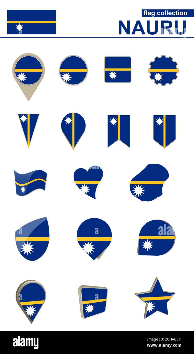 Nauru Flag Collection. Big set for design. Vector Illustration Stock ...