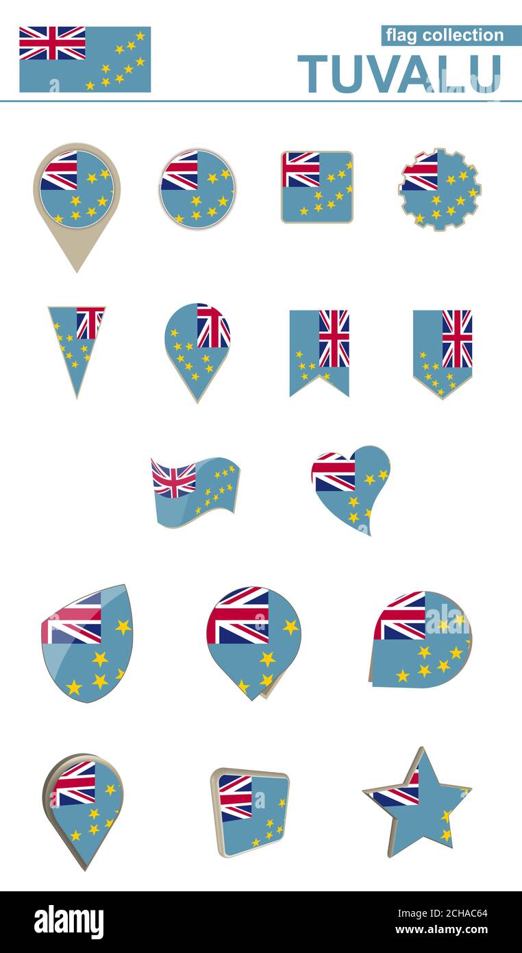 Tuvalu Flag Collection. Big set for design. Vector Illustration Stock ...