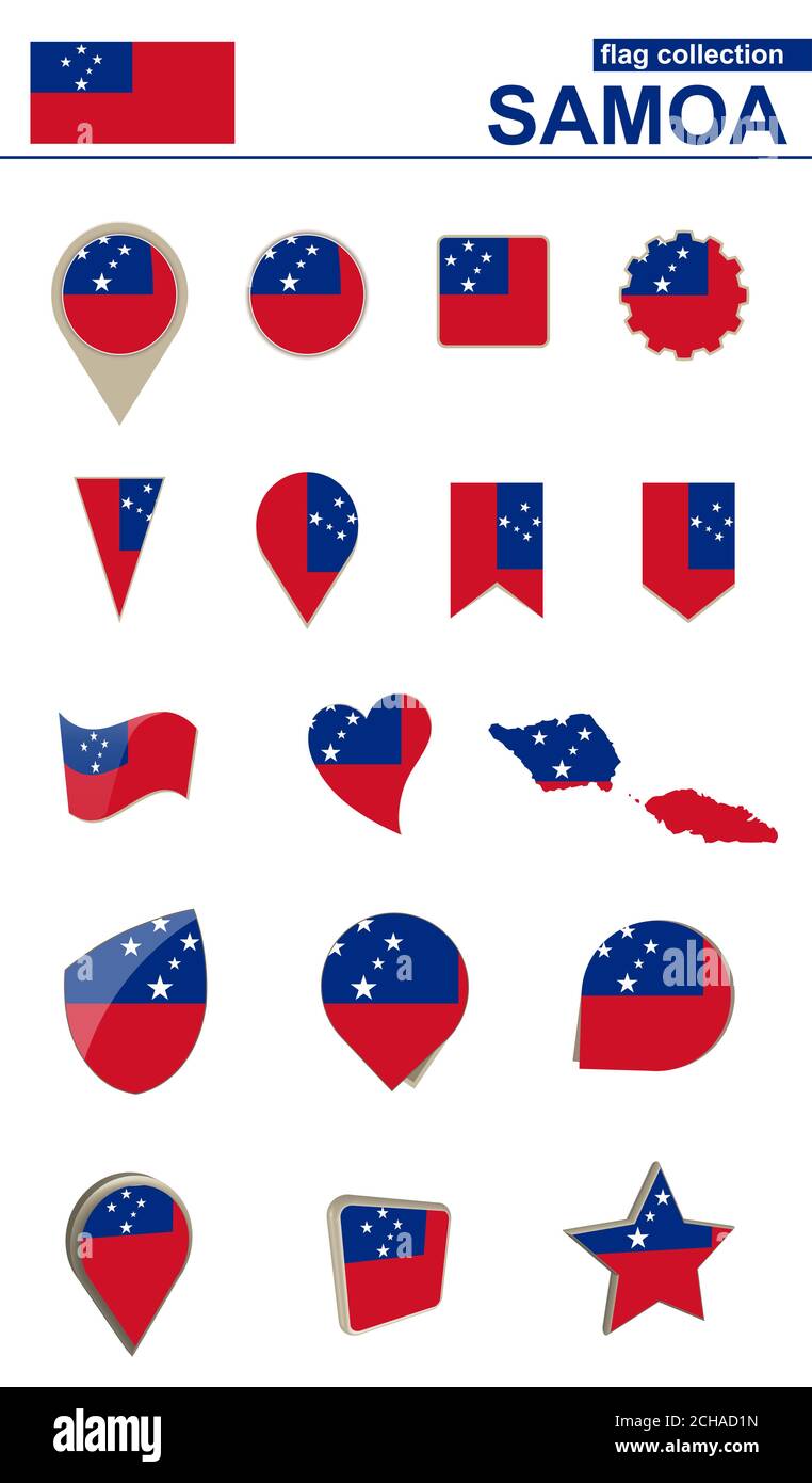 Samoa Flag Collection. Big set for design. Vector Illustration Stock ...