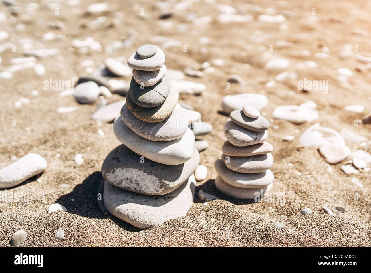 Stack of sea stones on the beach Stock Photo - Alamy