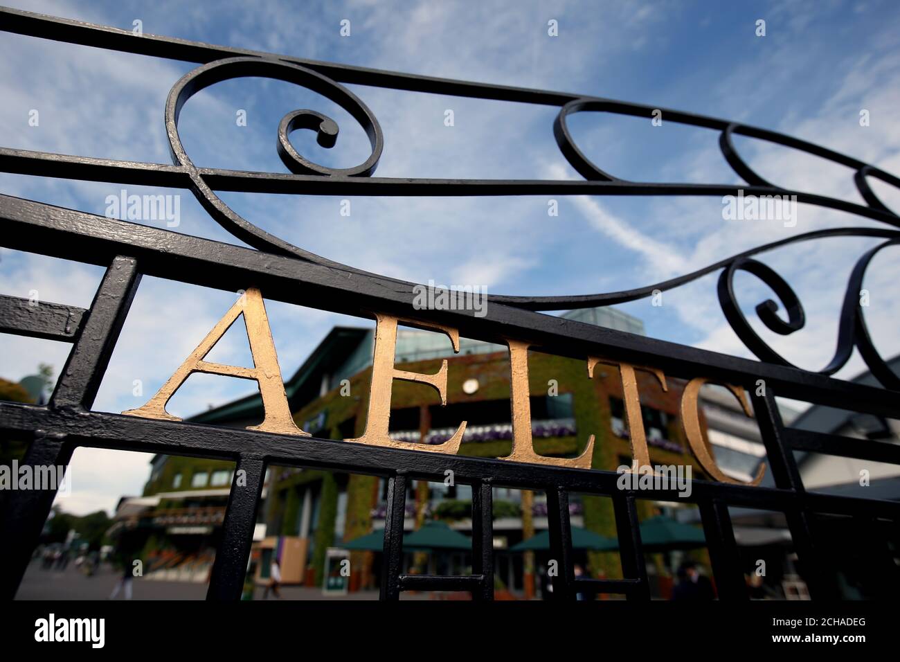 A general view of the AELTC gates on day ten of the Wimbledon ...
