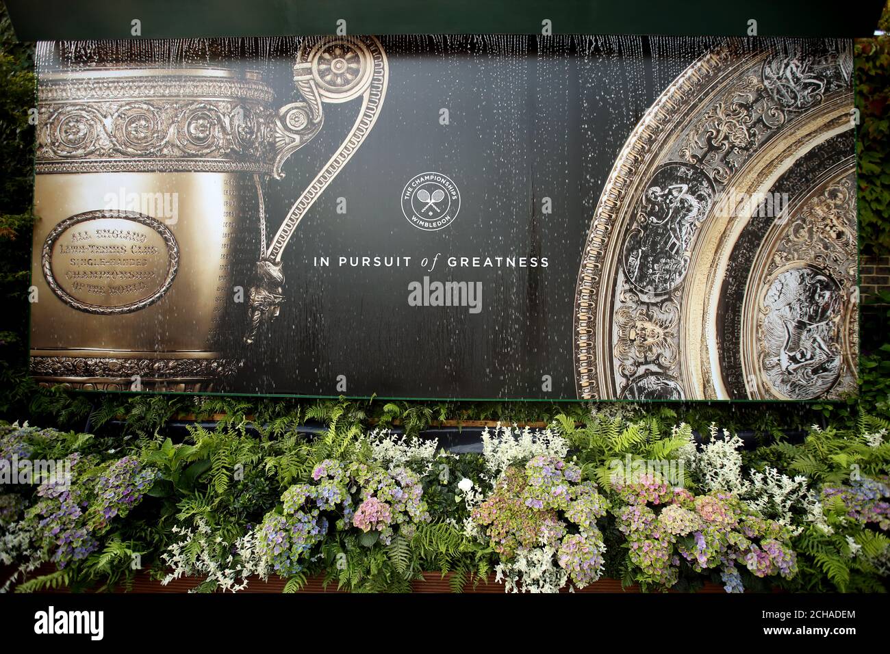 A water feature at gate 5 on day ten of the Wimbledon Championships at ...