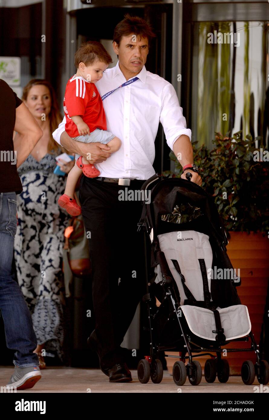 Wales manager Chris Coleman with his son Finley and wife Charlotte ...