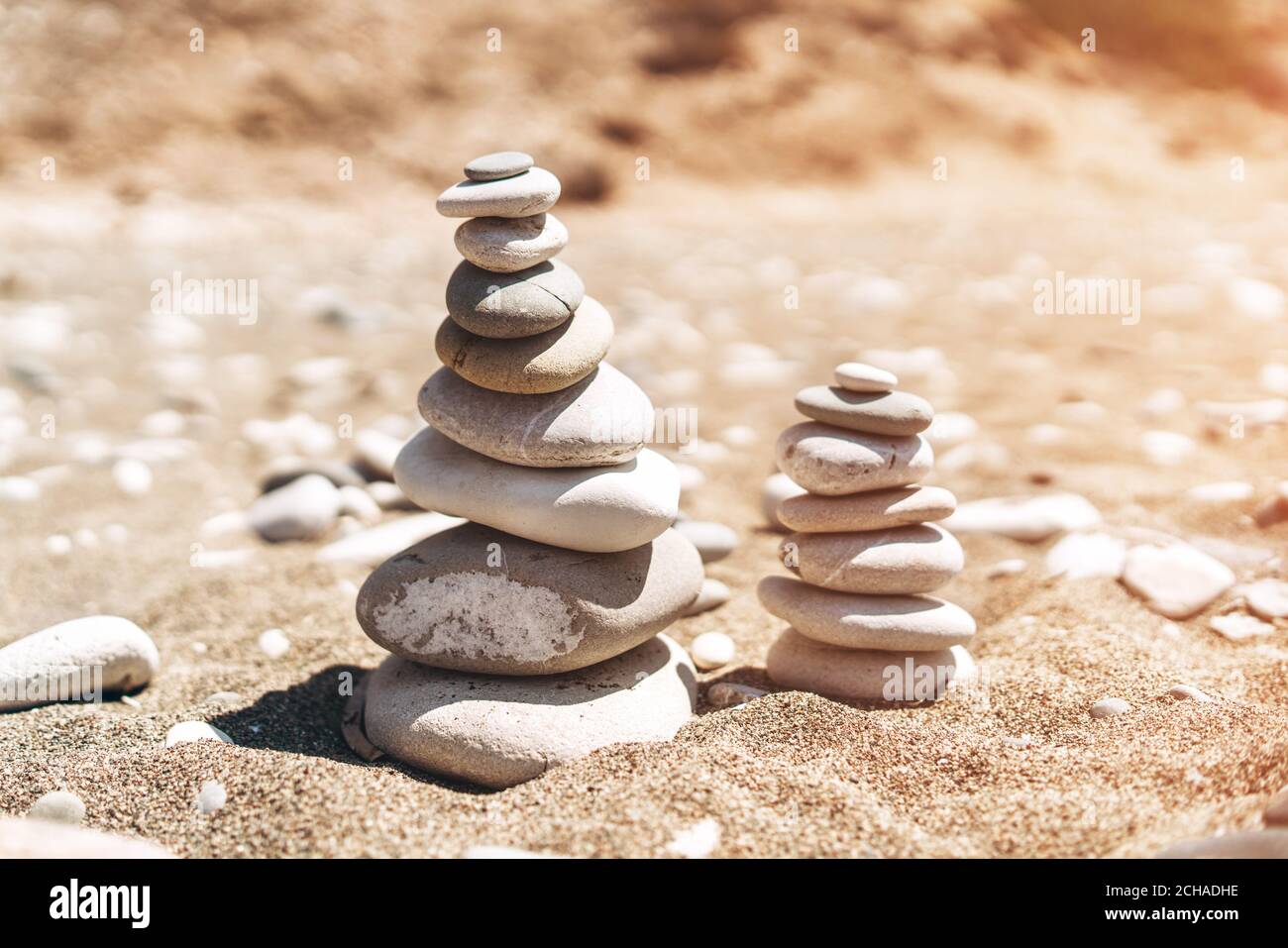 Stack of sea stones on the beach Stock Photo - Alamy