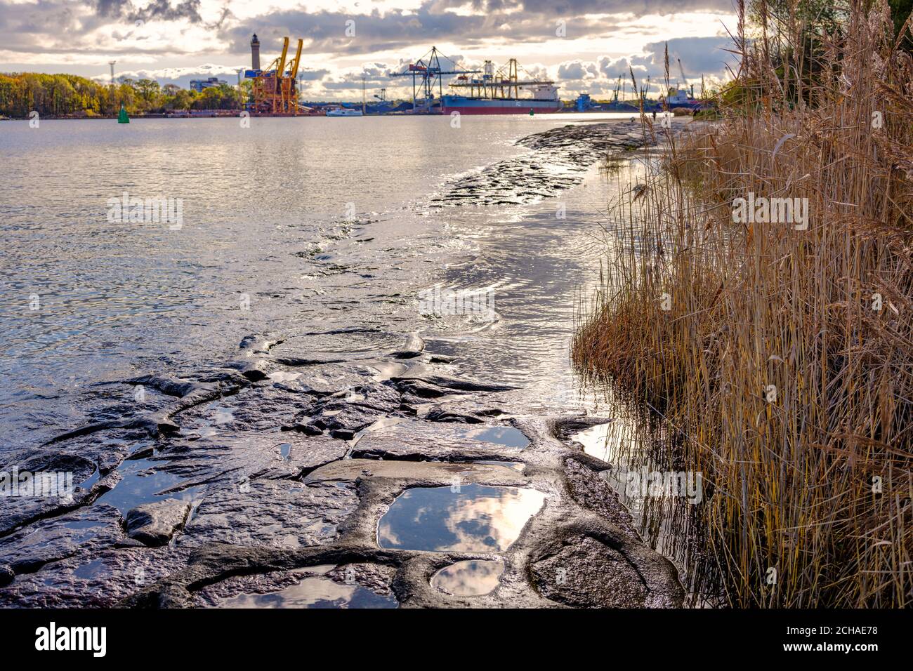 bank reinforcement at Swine river estuary, Usedom and Wollin island ...