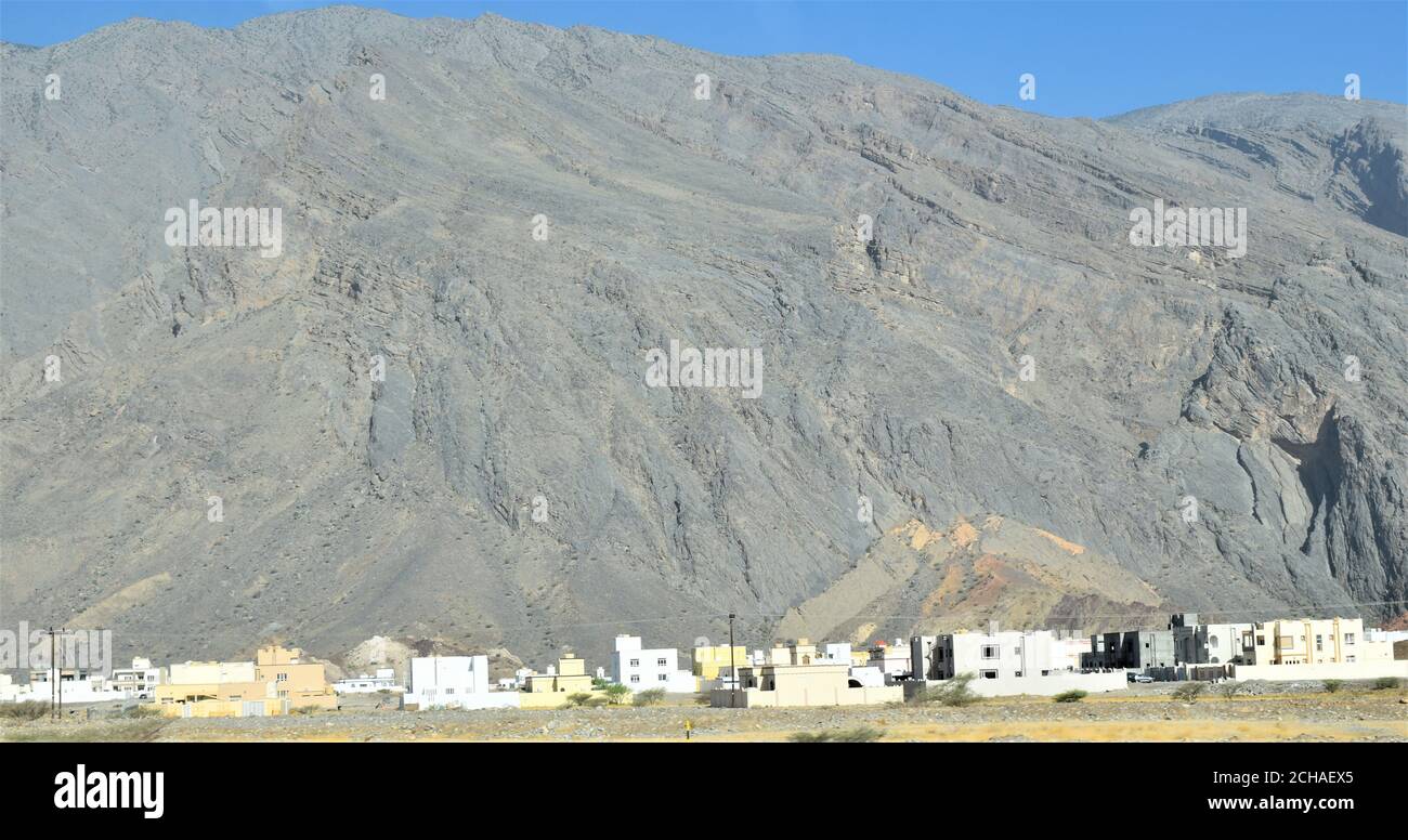 Beautiful buildings in the top of the mountain, Muscat, Oman Stock ...