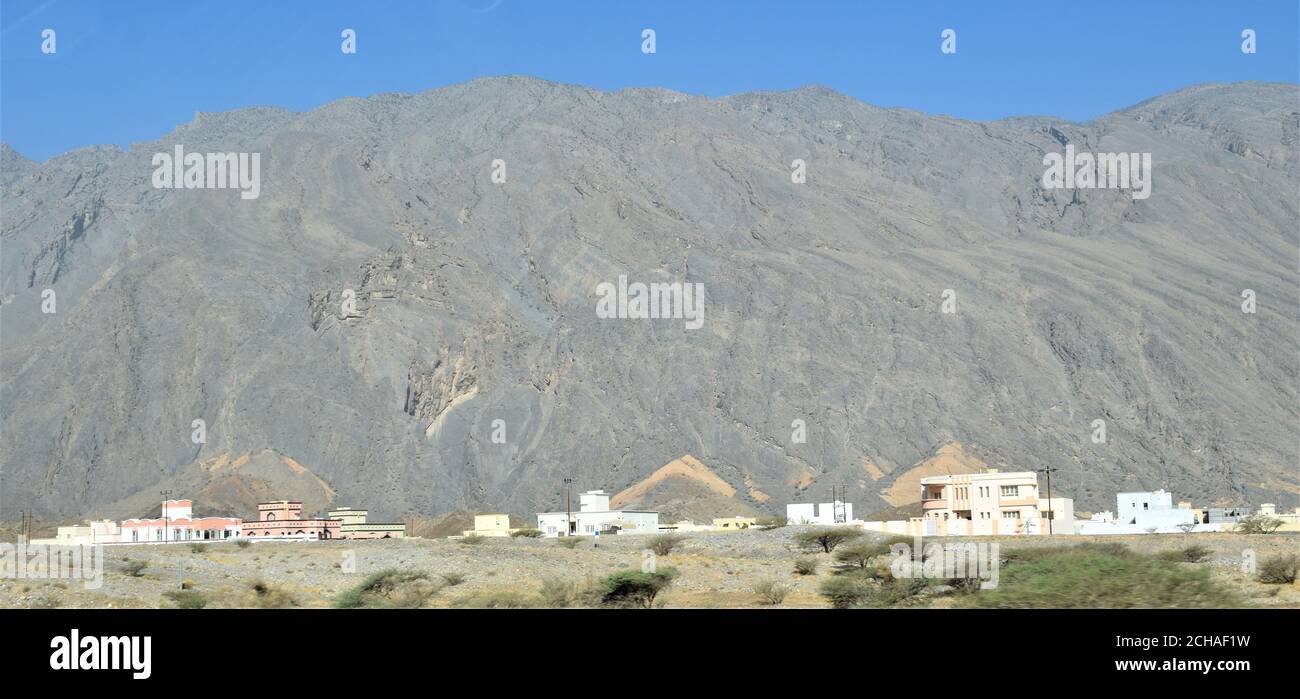 Beautiful buildings in the top of the mountain, Muscat, Oman Stock ...