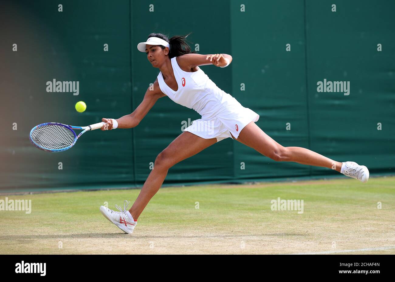 Karman Kaur Thandi in action in the girls doubles on day ten of the ...