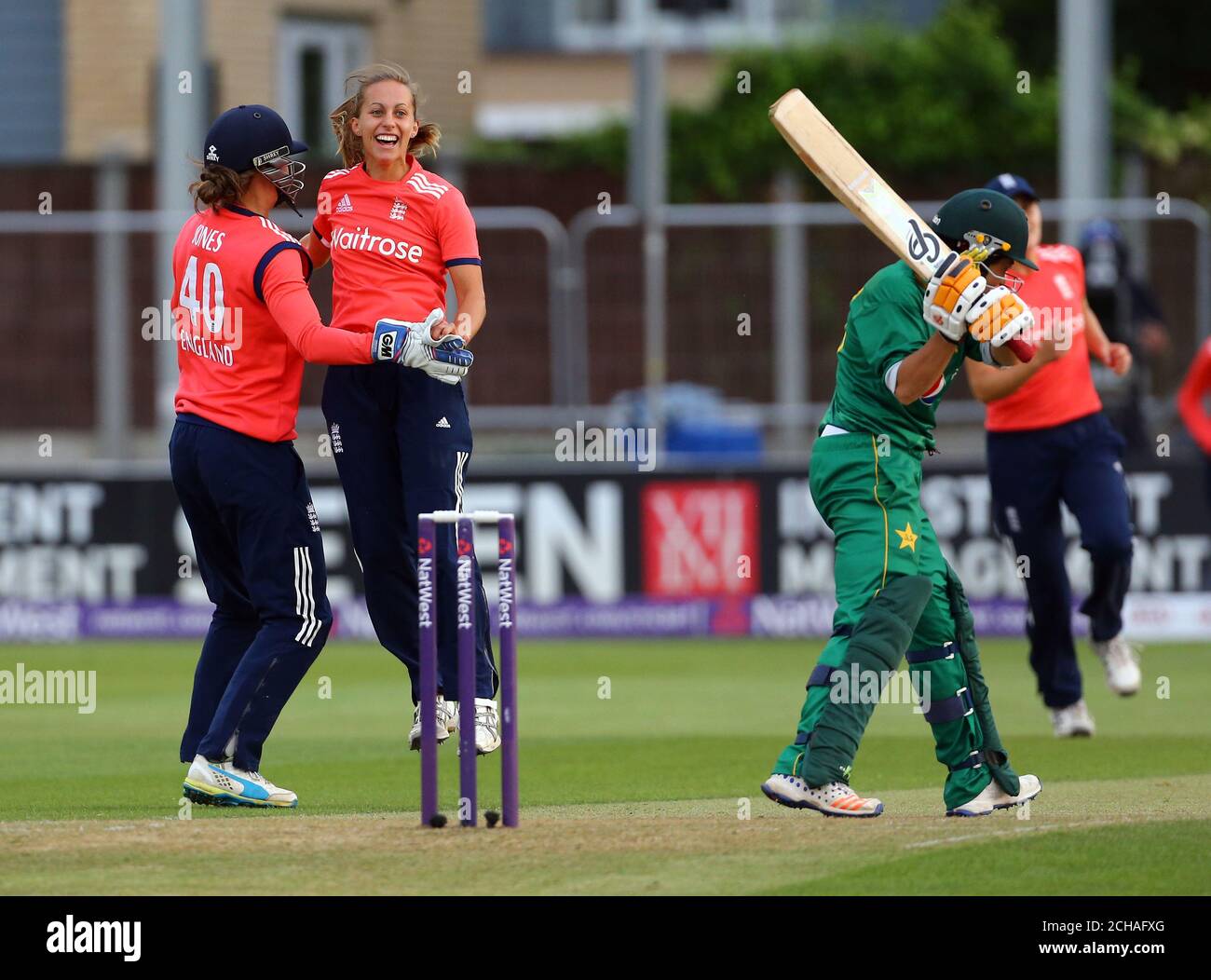 England's Natasha Farrant (second from left) celebrates taking the ...